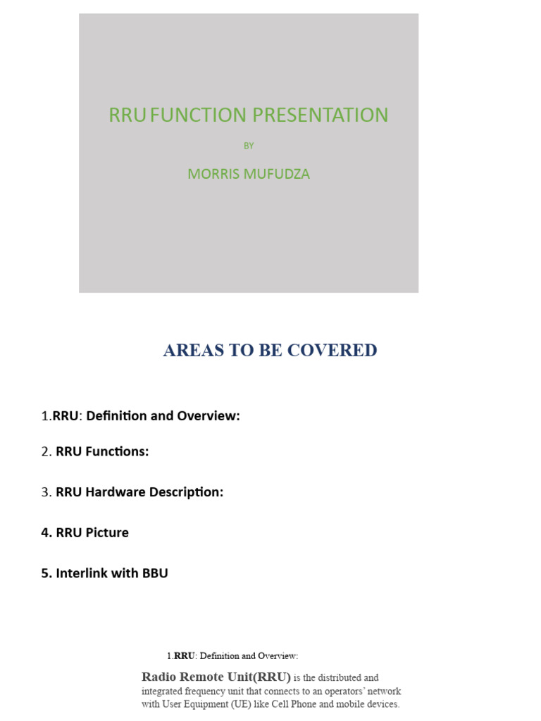 RRU Function PRESENTATION 2 | PDF | Radio | Antenna (Radio)
