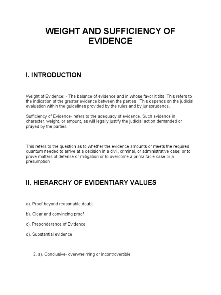 Legal Evidence Evaluation Guide | PDF | Burden Of Proof (Law) | Evidence