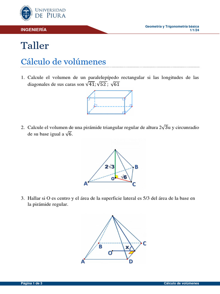 Cálculo de Volúmenes en Geometría | PDF