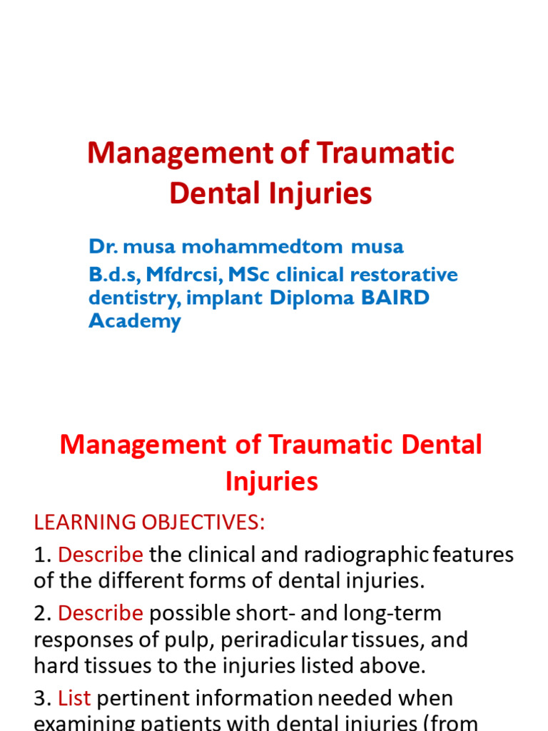 Management of Traumatic Dental Injuries | PDF
