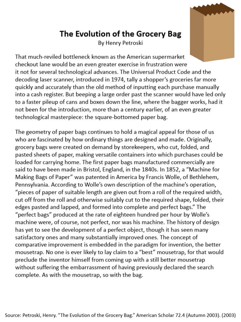 Grocery Bag Design Evolution | PDF