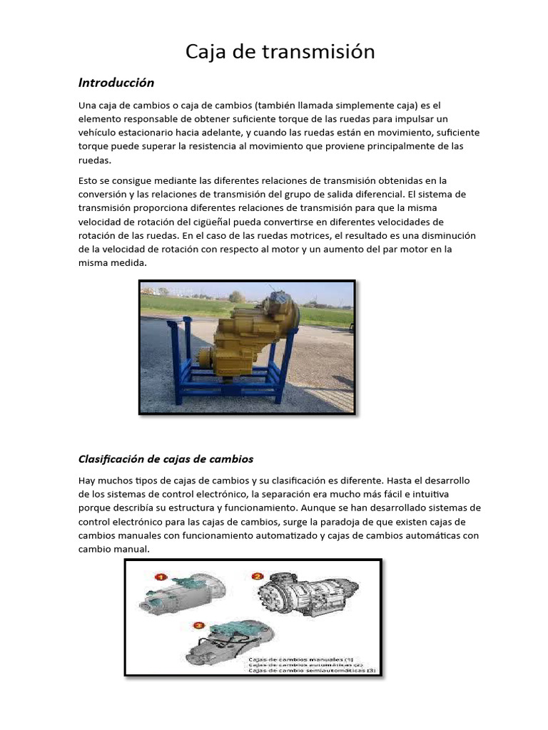 Tipos y Partes de Transmisiones de Autos | PDF | Embrague | Transmisión ...