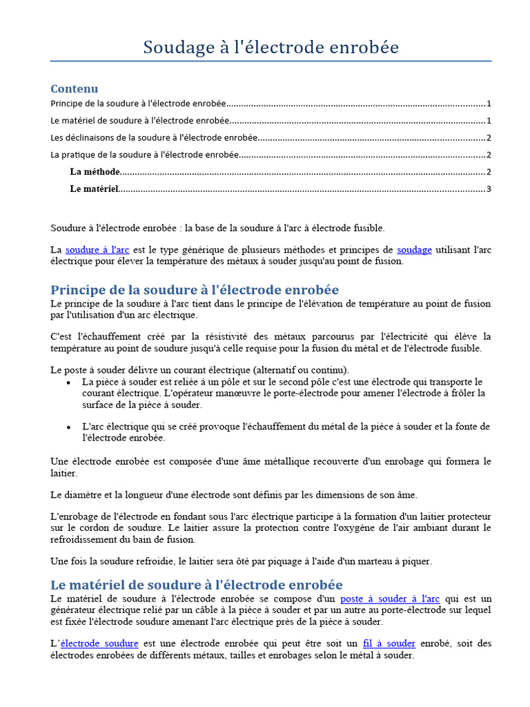 Soudage à l'électrode enrobée : Guide complet | PDF | Soudage ...