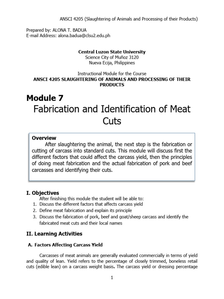 Module 7-Fabrication and Identification of Meat Cuts | PDF | Meat ...
