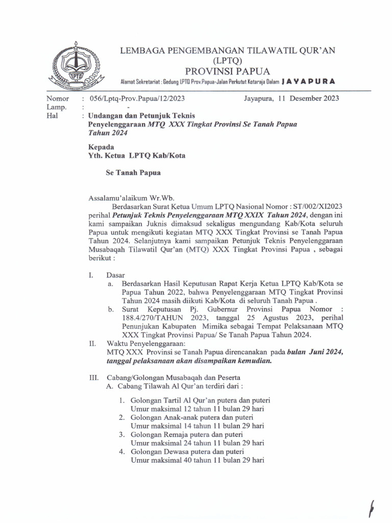 Juknis MTQ 2024 | PDF