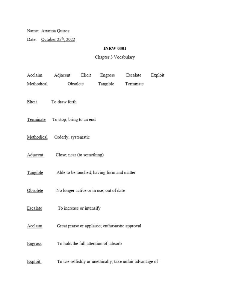 INRW 0301 Chap 3 Vocabulary | PDF