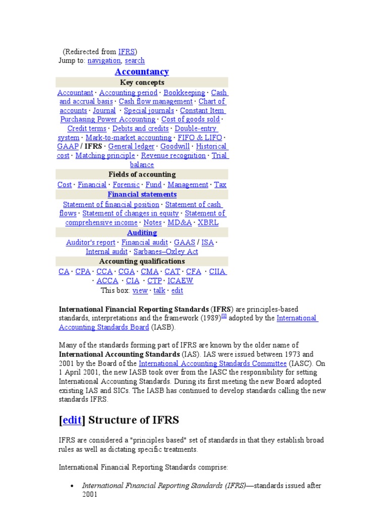 Accountancy: Structure of IFRS | PDF | Historical Cost | International ...