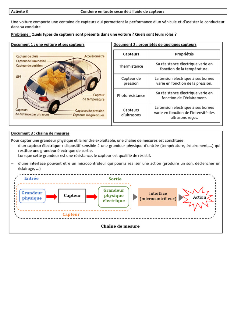Activité - Capteurs Correction | PDF