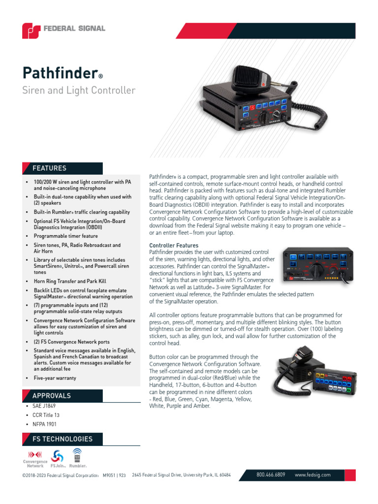 Pathfinder Siren Data Sheet - M9051 | PDF