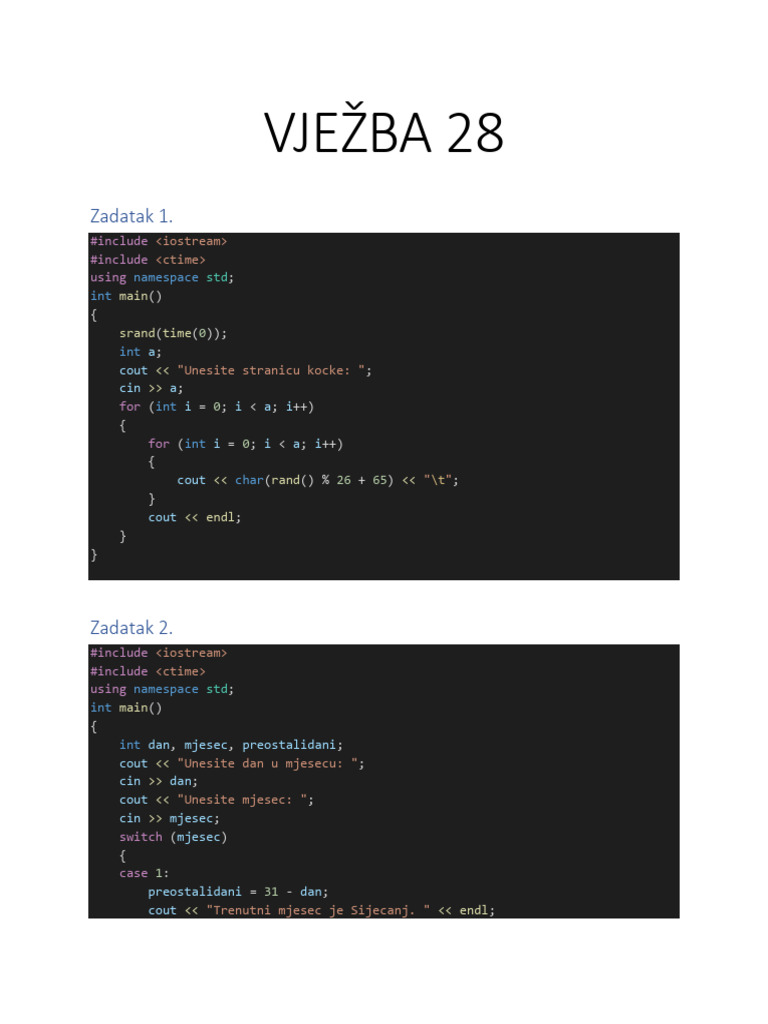 Vjezba 28 | PDF