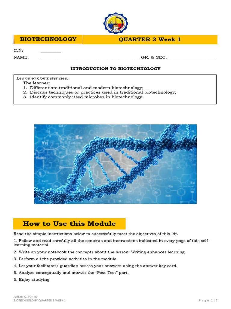 Biotech 8 Q3 Week 1 | PDF | Biotechnology | Plant Breeding