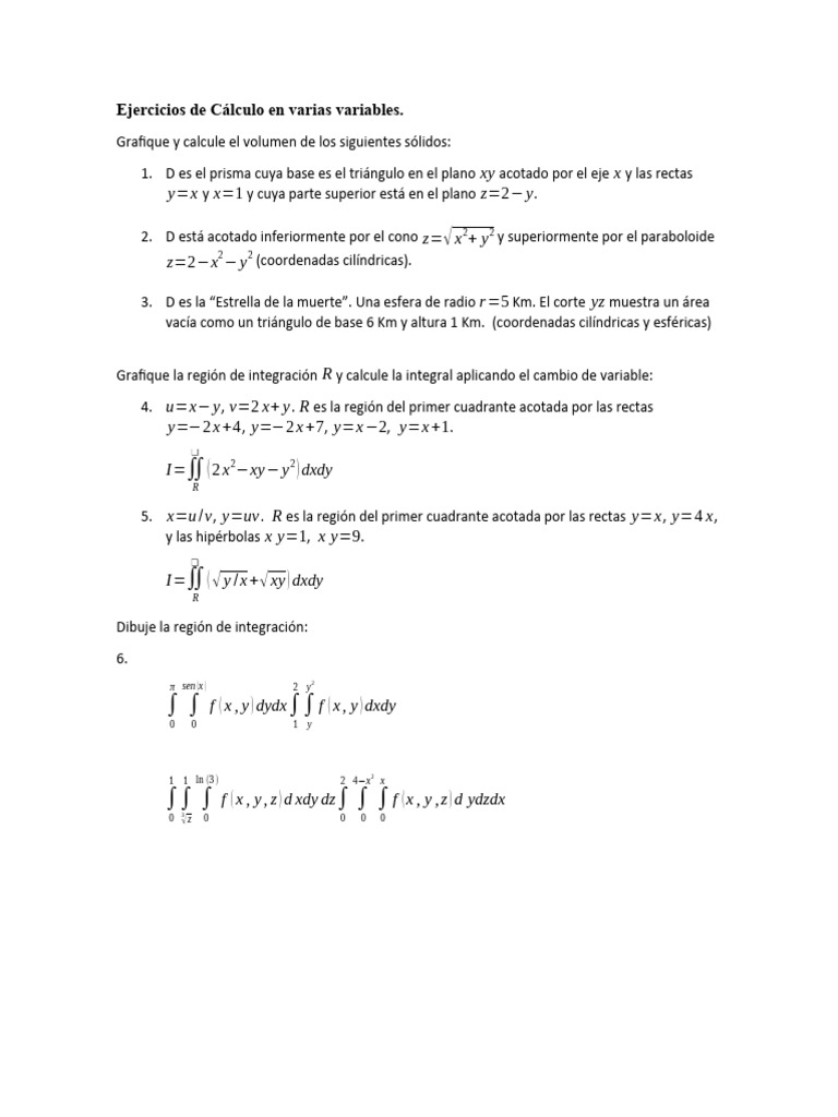 Ejercicios 5 Cálculo en Varias Variables | PDF