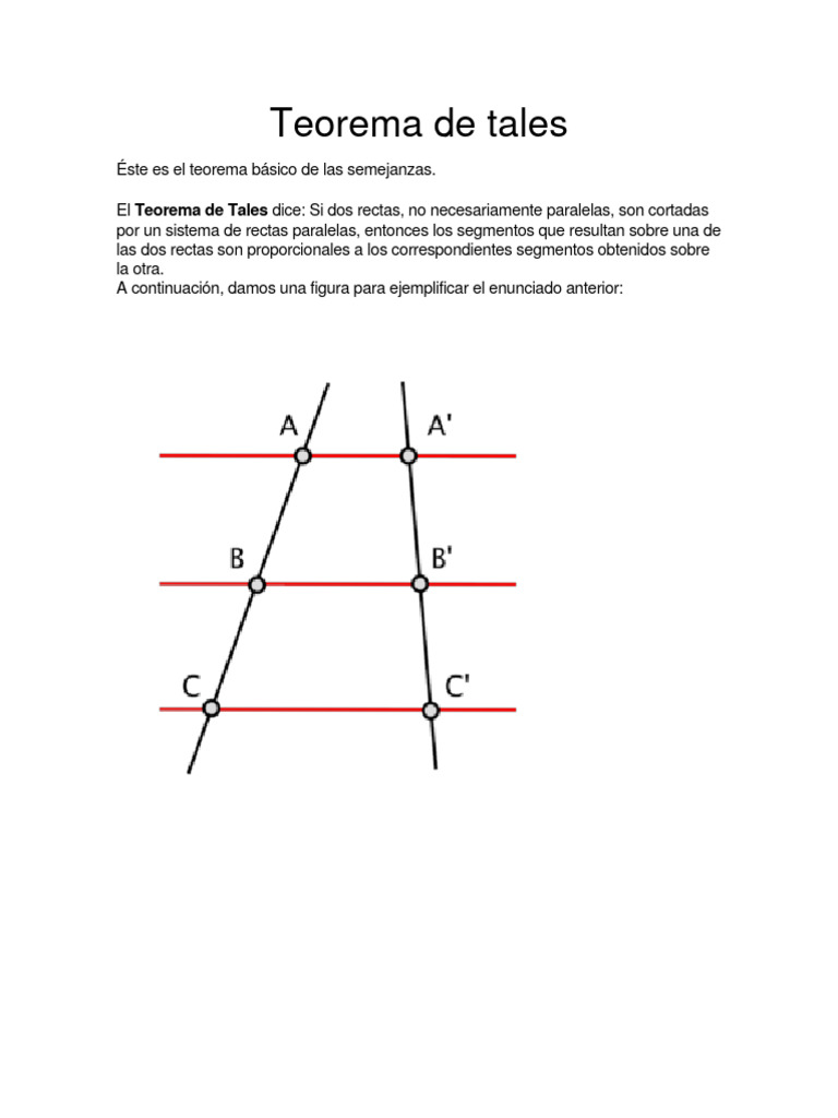 Teorema de Tales y su Aplicación Práctica | PDF | Métodos y materiales ...