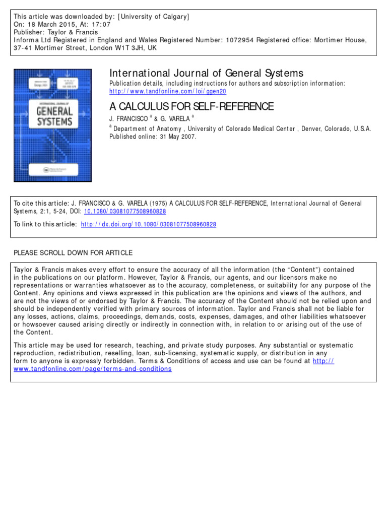 Varela - Self Reference Calculus | PDF | Theorem | Calculus
