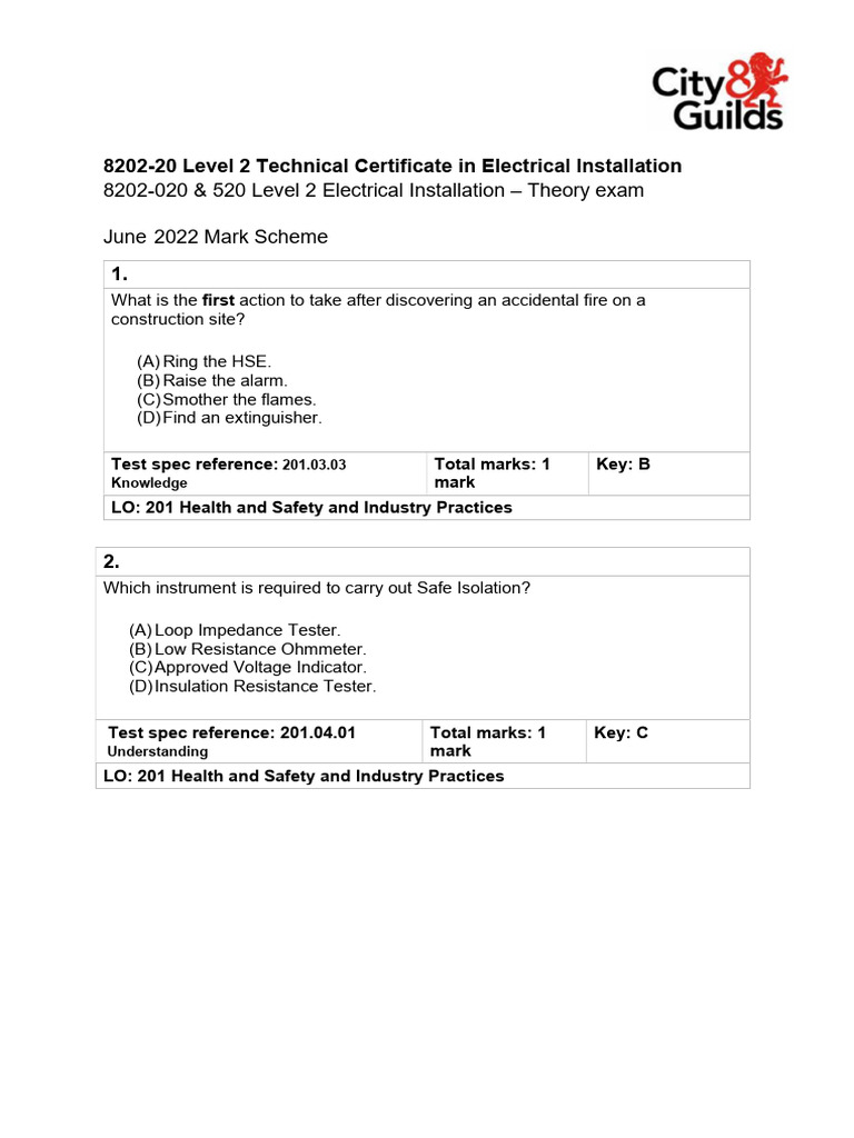 8202-020-520 Jun22 Past Paper Mark Scheme-PDF - Ashx | PDF | Electrical Wiring | Electrical ...