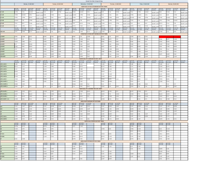 Updated Time Table 21 Aug To 26 Aug | PDF