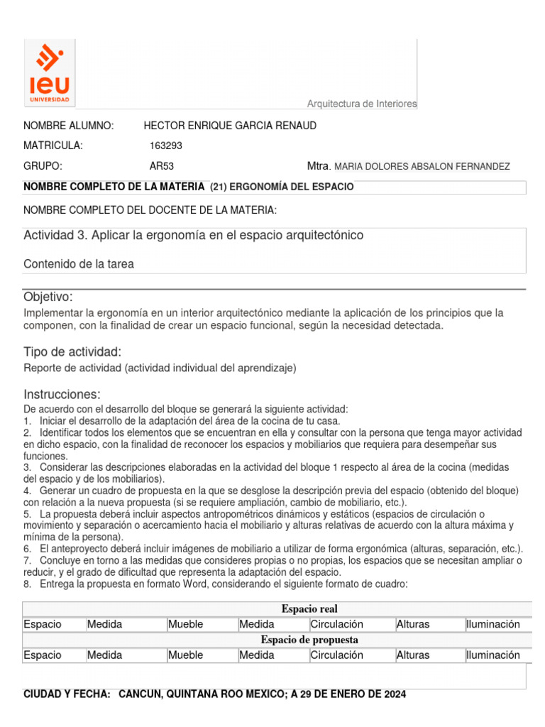 Actividad 3 Aplicar La Ergonomia en El Espacio Arquitectonico OK | PDF