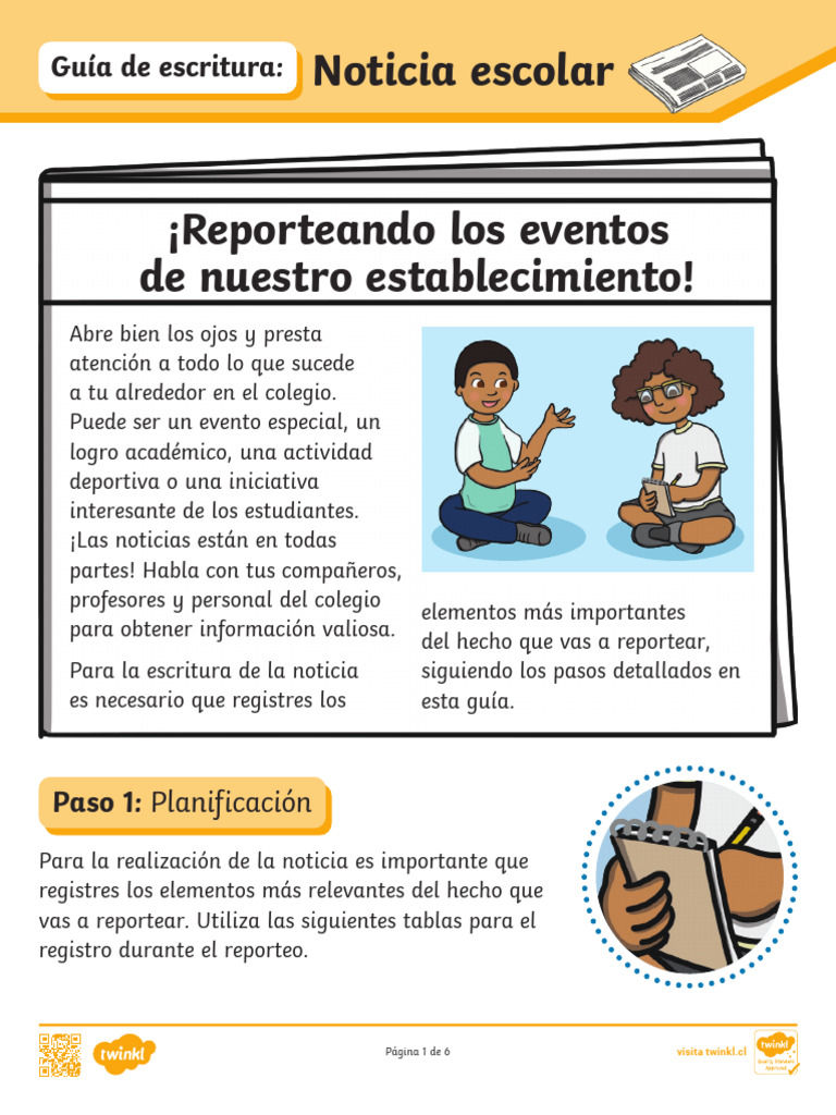 CL L 1690259241 Guia de Escritura Noticia Escolar - Ver - 2 | PDF