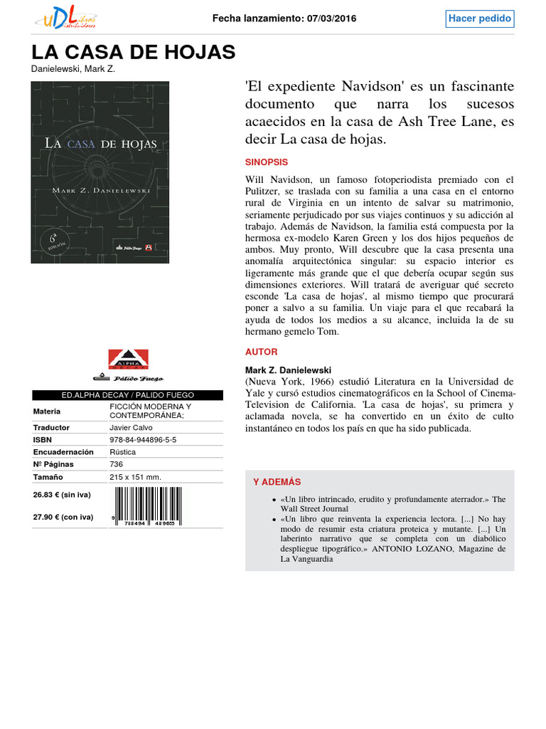 La Casa de Hojas | PDF