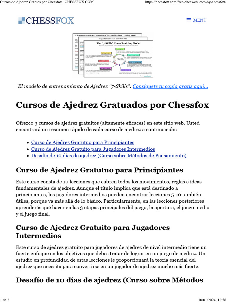 3 Cursos de Ajedrez Gratuados Por Chessfox | PDF
