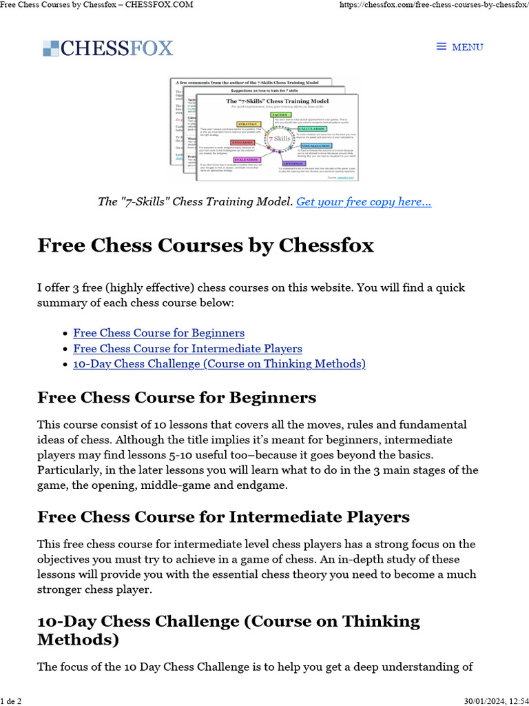 3 Free Chess Courses by Chessfox | PDF | Chess | Thought