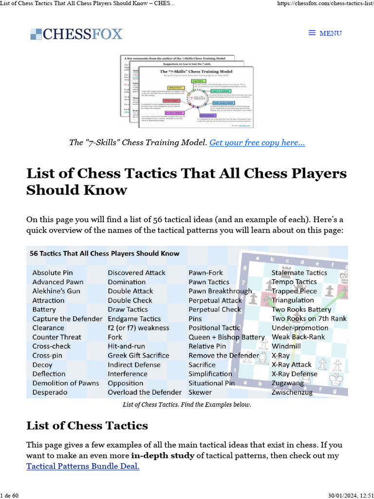 2 List of Chess Tactics That All Chess Players Should Know | PDF | Chess | Traditional Games