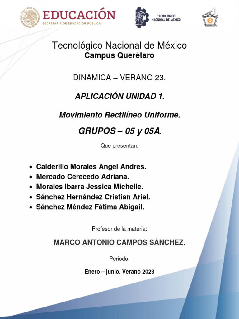 Aplicacion - U1 - Calderillo Morales Angel Andres | PDF | Velocidad ... Aplicacion - U1 - Calderillo Morales Angel Andres | PDF | Velocidad ...