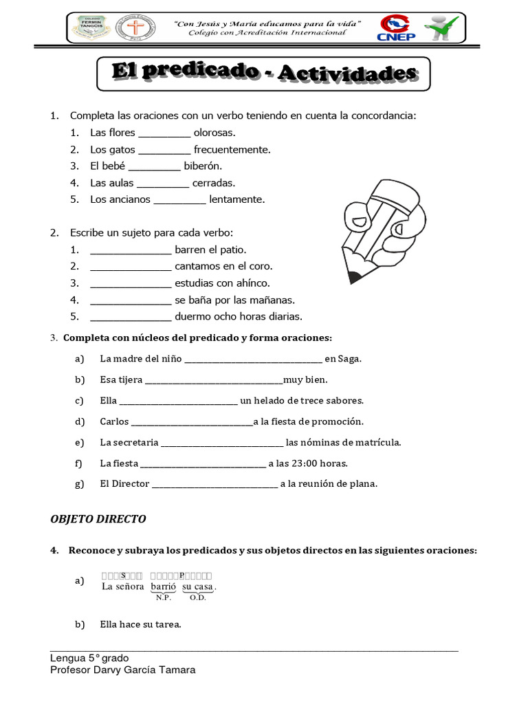 Ejercicios de Sujeto y Predicado para Niños | PDF | Sintaxis | Gramática