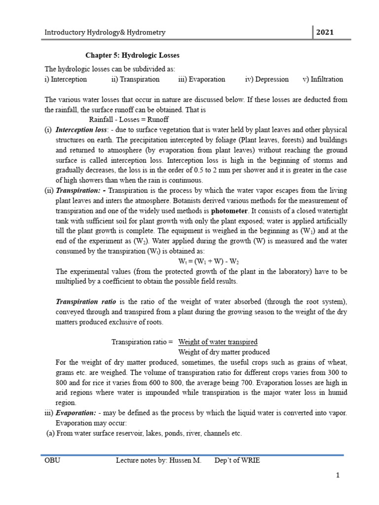Chapter Five Latest | PDF | Evapotranspiration | Evaporation