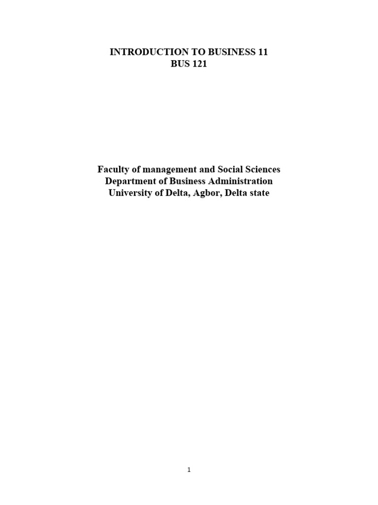 Introduction To Business 11 | PDF