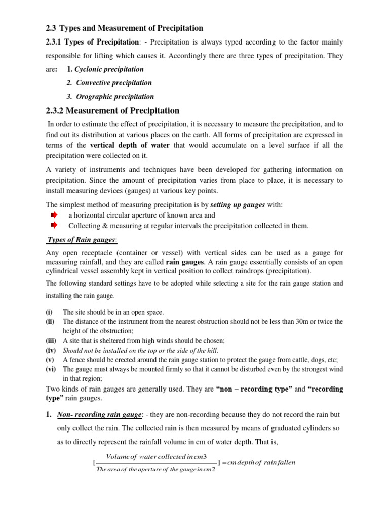 Types and Measurement of Precipitation | PDF