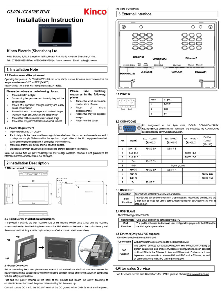 Kinco GL070&GL070E Usermanual | PDF | Usb | Computer Engineering