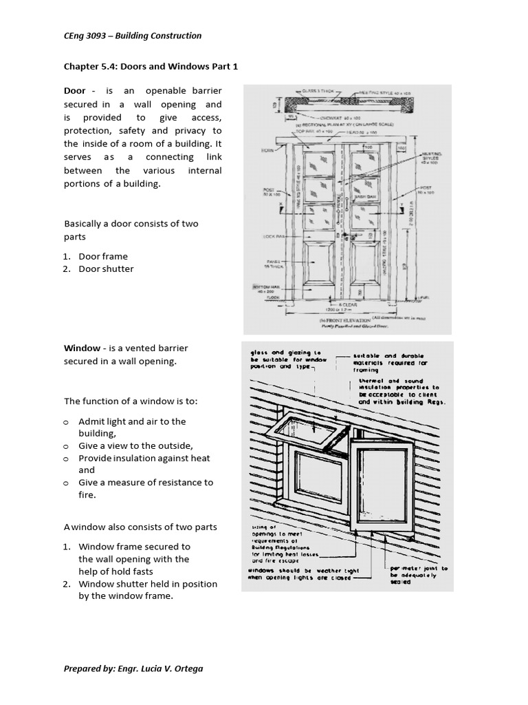 Chapter 5.4 - Doors and Windows Part 1 | PDF