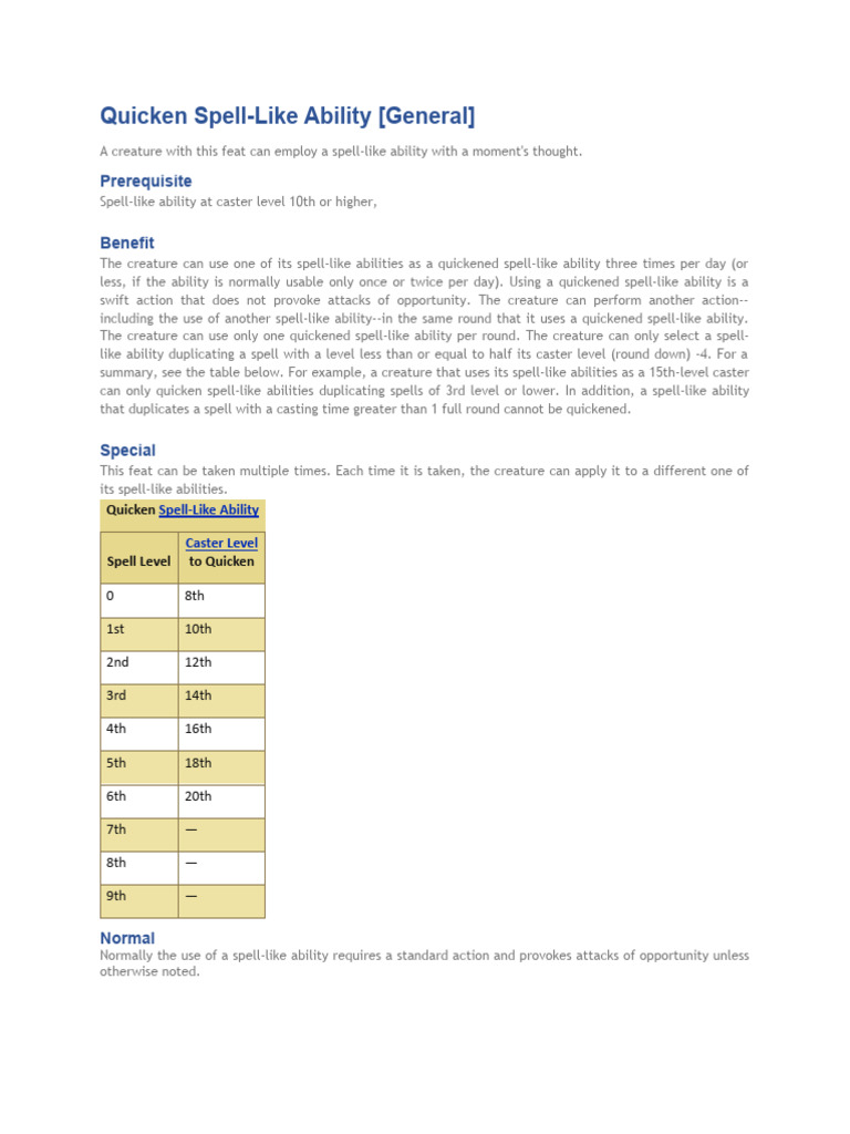 Quicken Spell-Like Ability Feat | PDF | Law