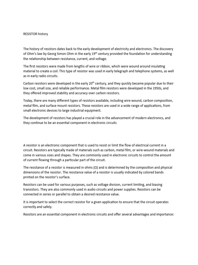 Electric Assignment Resistor | PDF | Resistor | Electrical Resistance ...