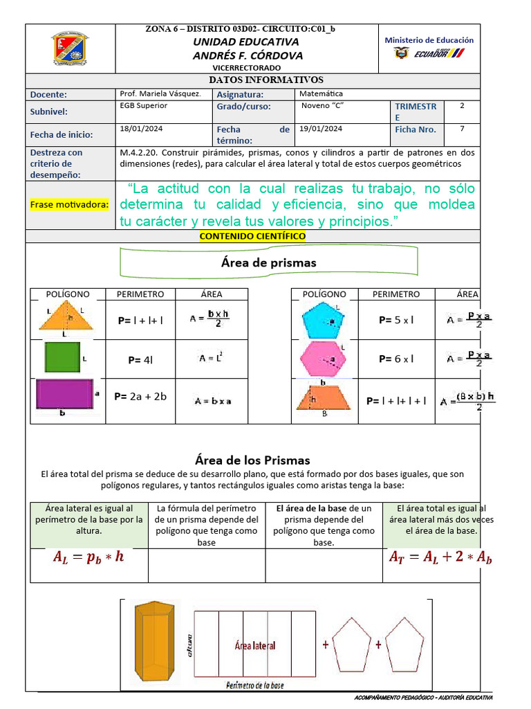 9no - TAREA DE APRENDIZAJE - N7 - MATEMÁTICA | PDF