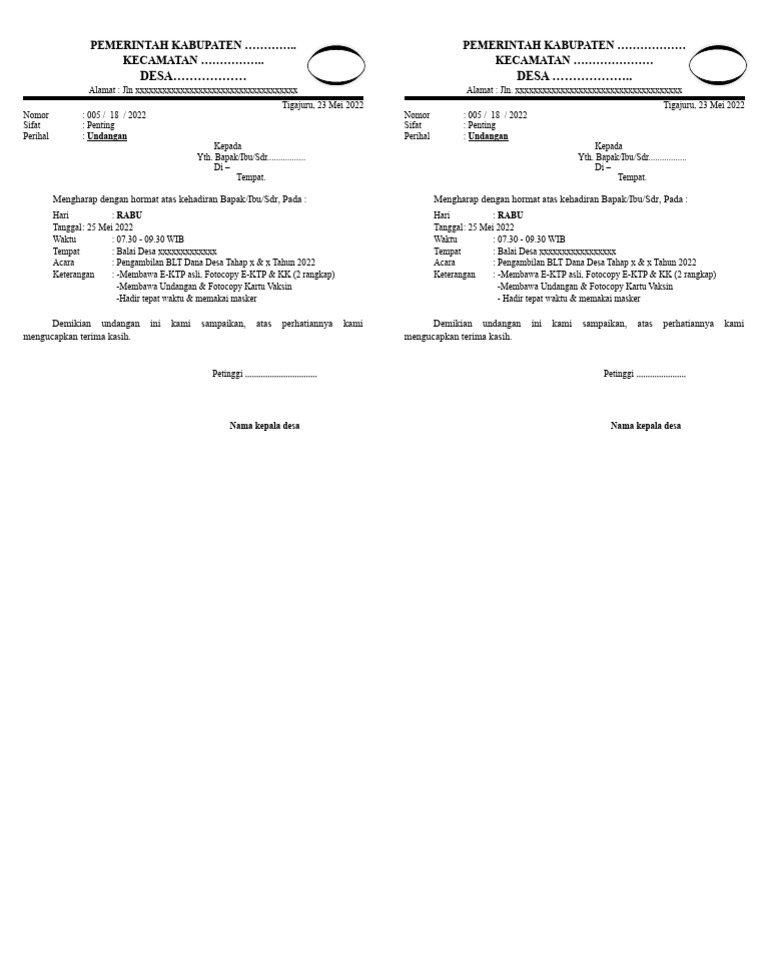 Format Undangan BLT DD | PDF