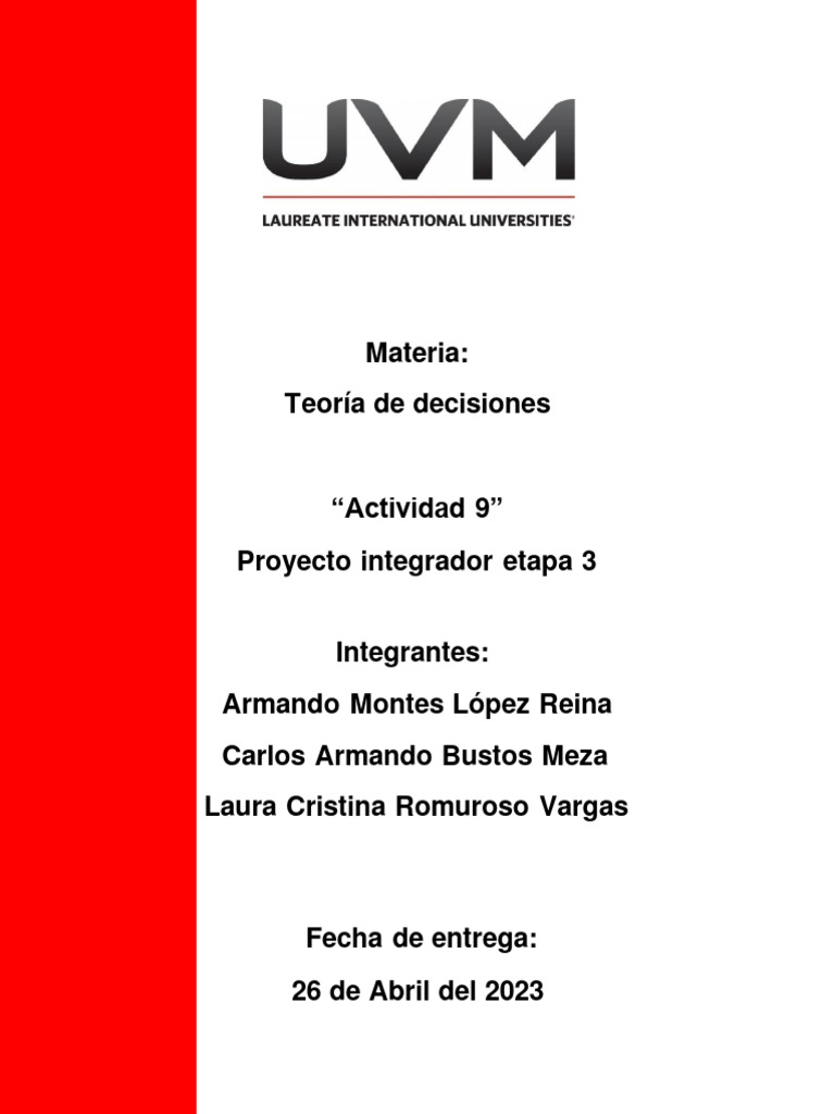 A8 E4 Proyecto Integrador Etapa 3 | PDF | Negocios | Finanzas y dinero