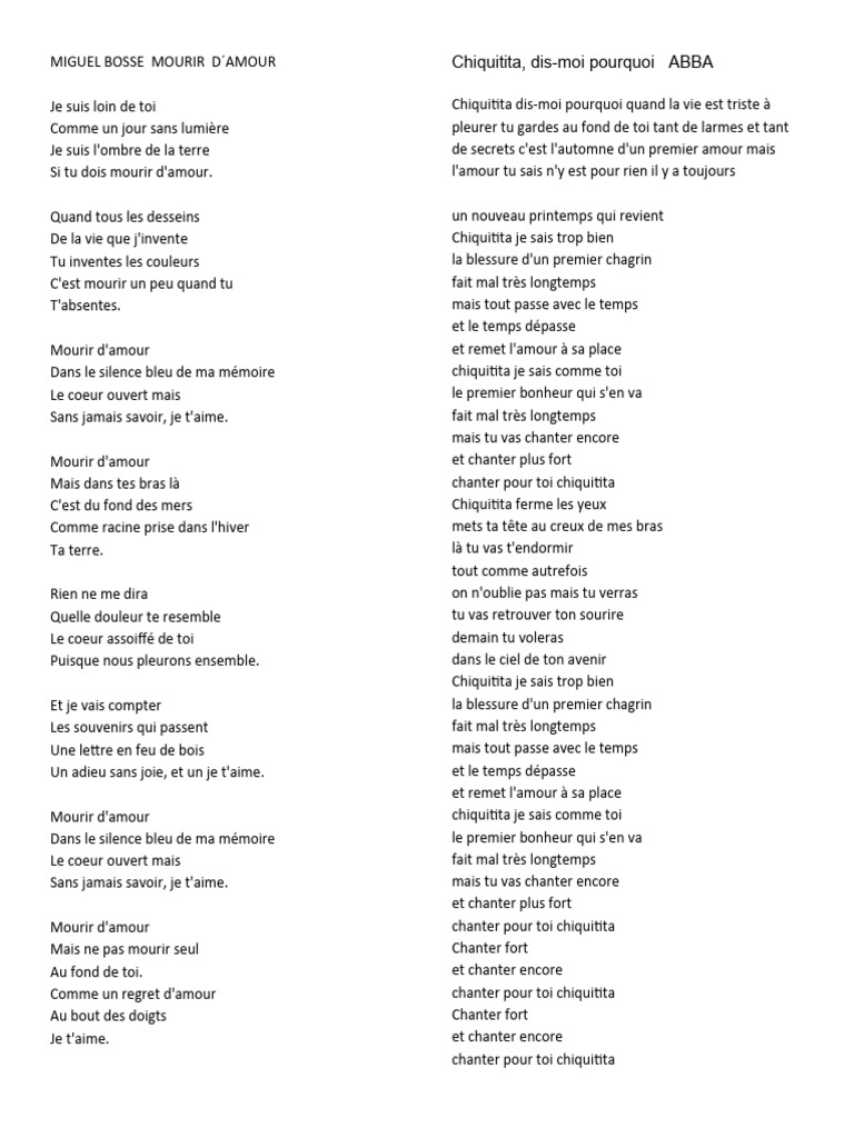 Letra en FRANCES | PDF