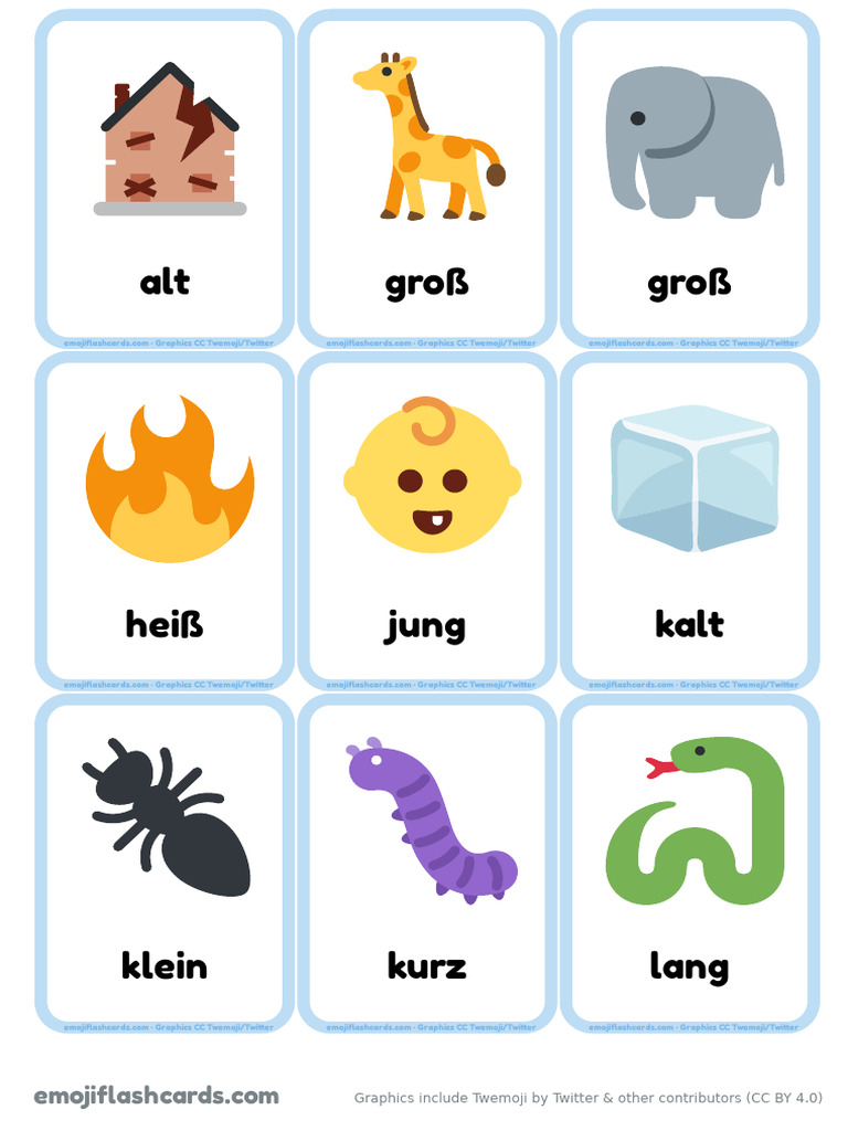 German Adjectives Small A4 Flashcards | PDF