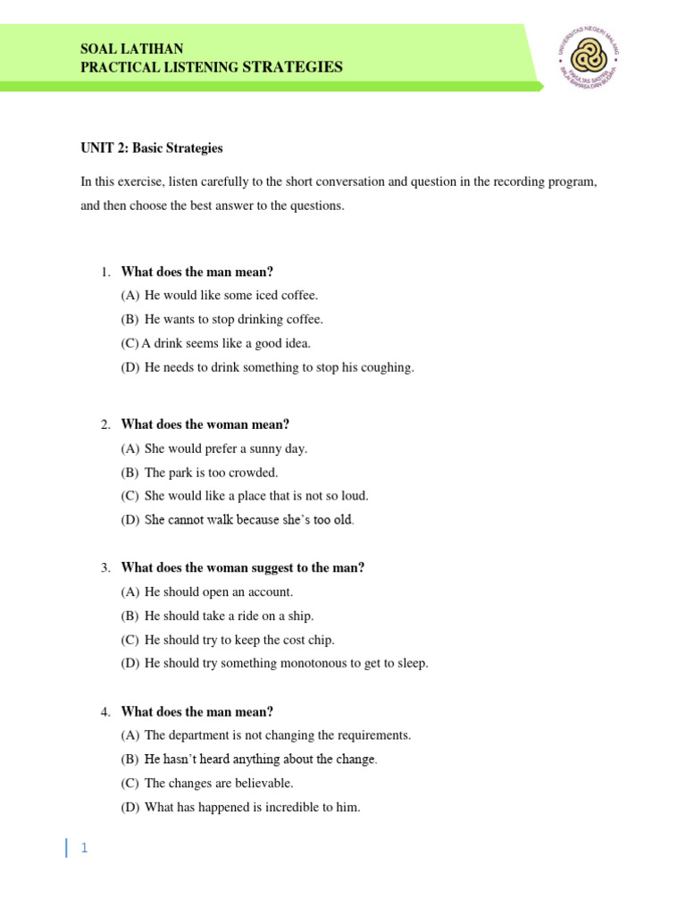 Soal Latihan Unit 2 | PDF | Teaching Methods & Materials | Art