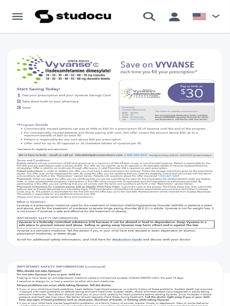 Vyvanse-Savings-Card - See Below For Eligibility and Restrictions ...