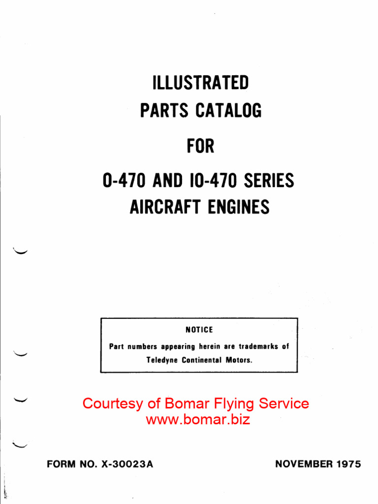 Continental O-470 IO-470 Parts Catalogue 1975 | PDF