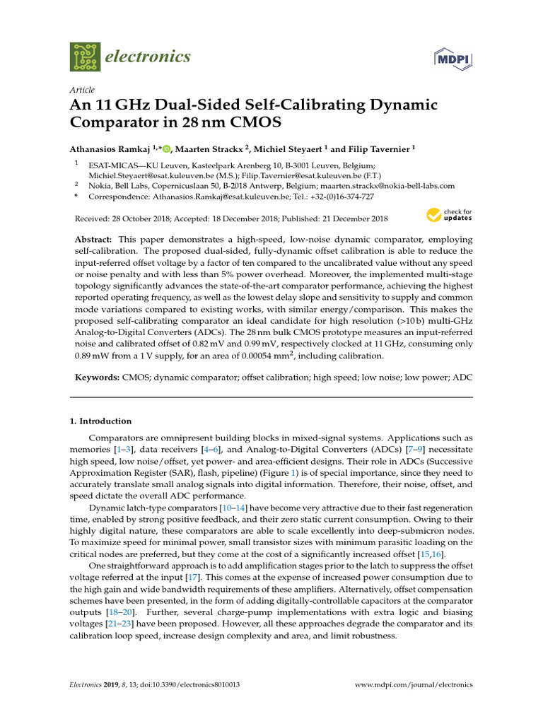 An 11 GHZ Dual-Sided Self-Calibrating Dynamic Comp | PDF | Analog To Digital Converter | Amplifier