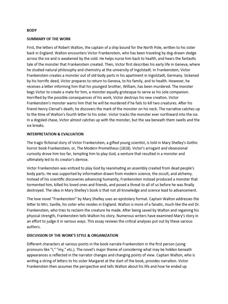 BODY | PDF | Frankenstein