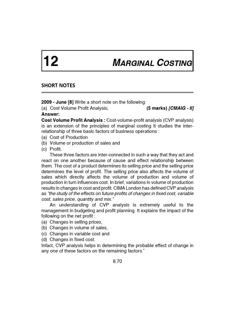 Marginal Costing | PDF