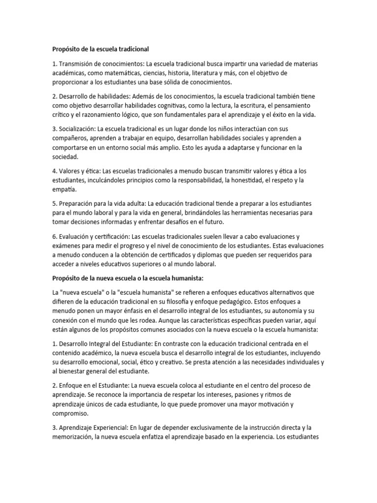 Propósito de la escuela tradicional | PDF | Aprendizaje | Creatividad