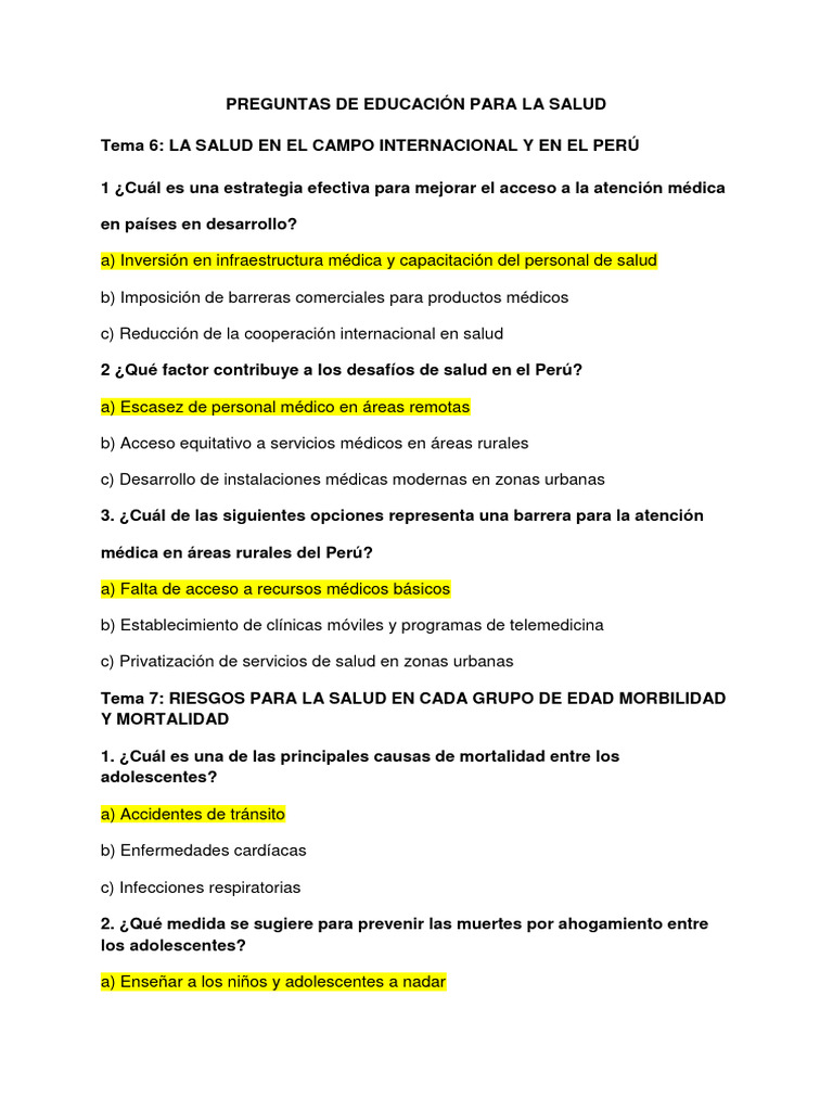 Preguntas Clave sobre Salud y Adolescencia | PDF