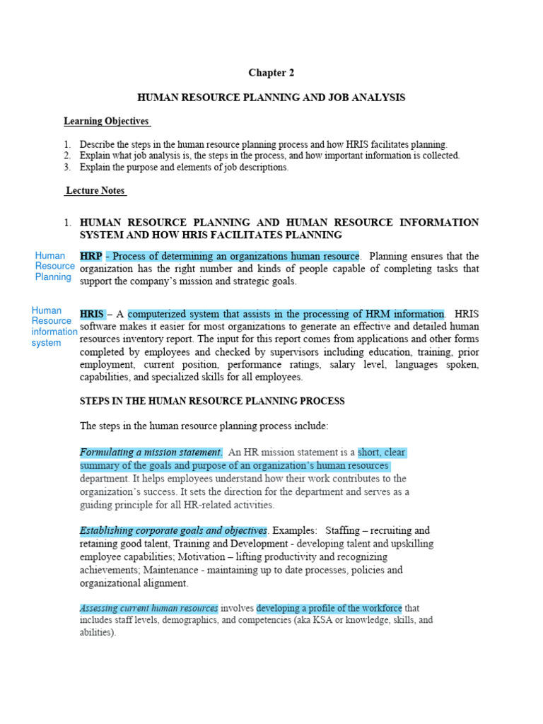 CHAPTER 2 HR Planning and Job Analysis | Download Free PDF | Human Resources | Human Resource ...