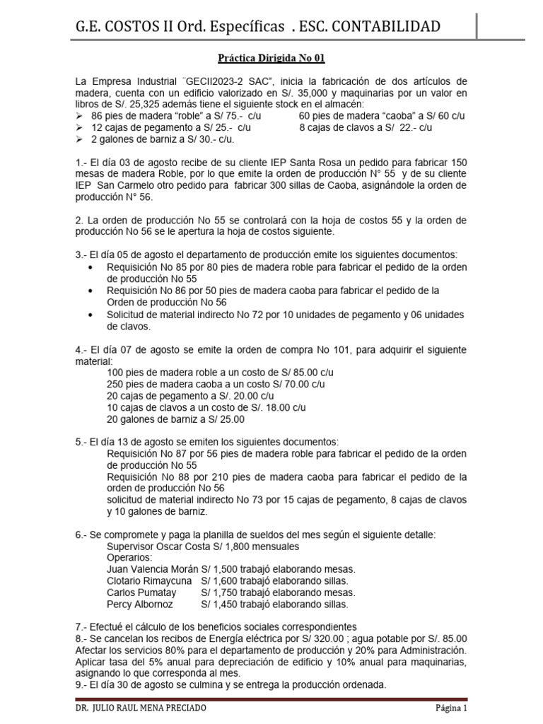 Práctica Dirigida 01 2023-2 | PDF